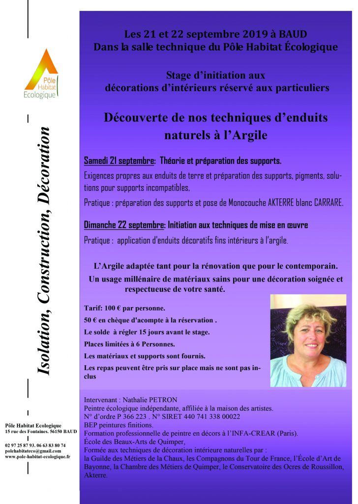 Stage d'initiation de pose des enduits à l'argile | Chanvre Chaux Terre ...